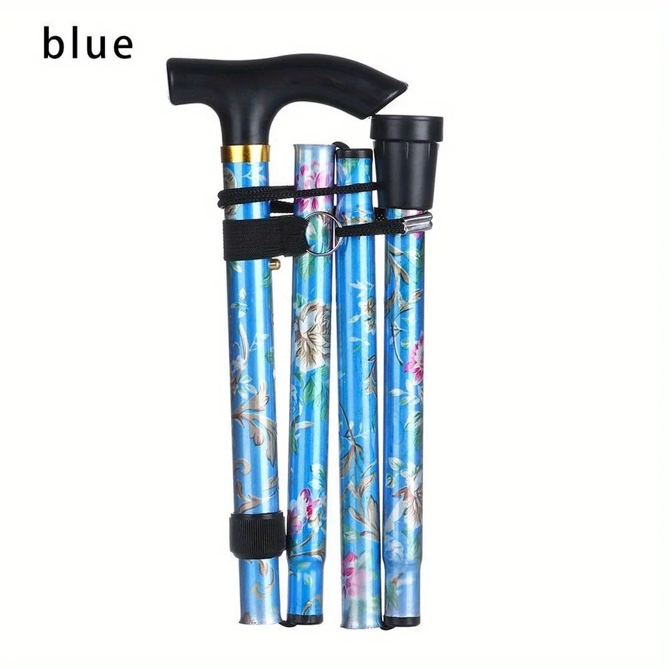 Easy Adjustable Folding Cane Flower Style & Plain Design Walking Stick ...