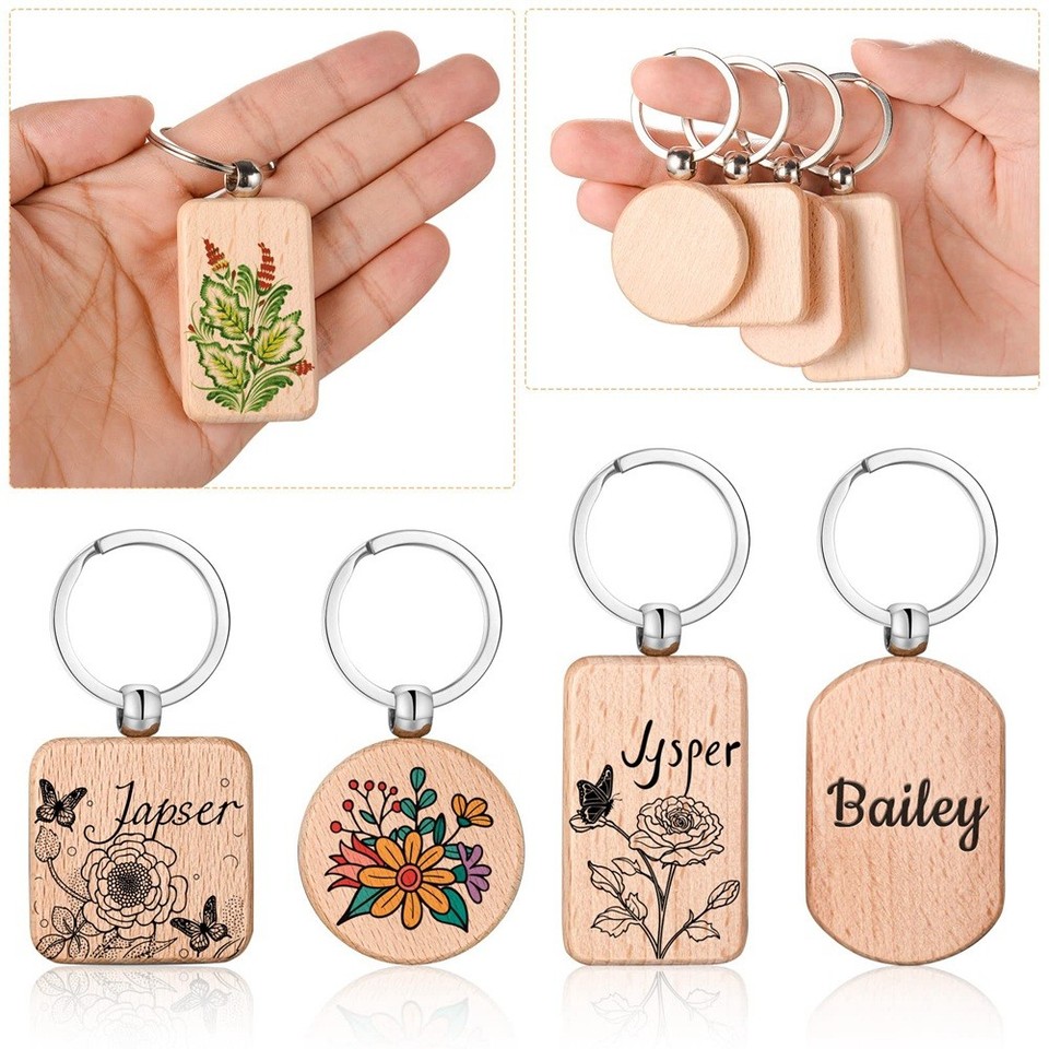 32Pcs Bulk Unfinished Wooden Keychain Key Key Tag DIY Craft O9W92831 | eBay