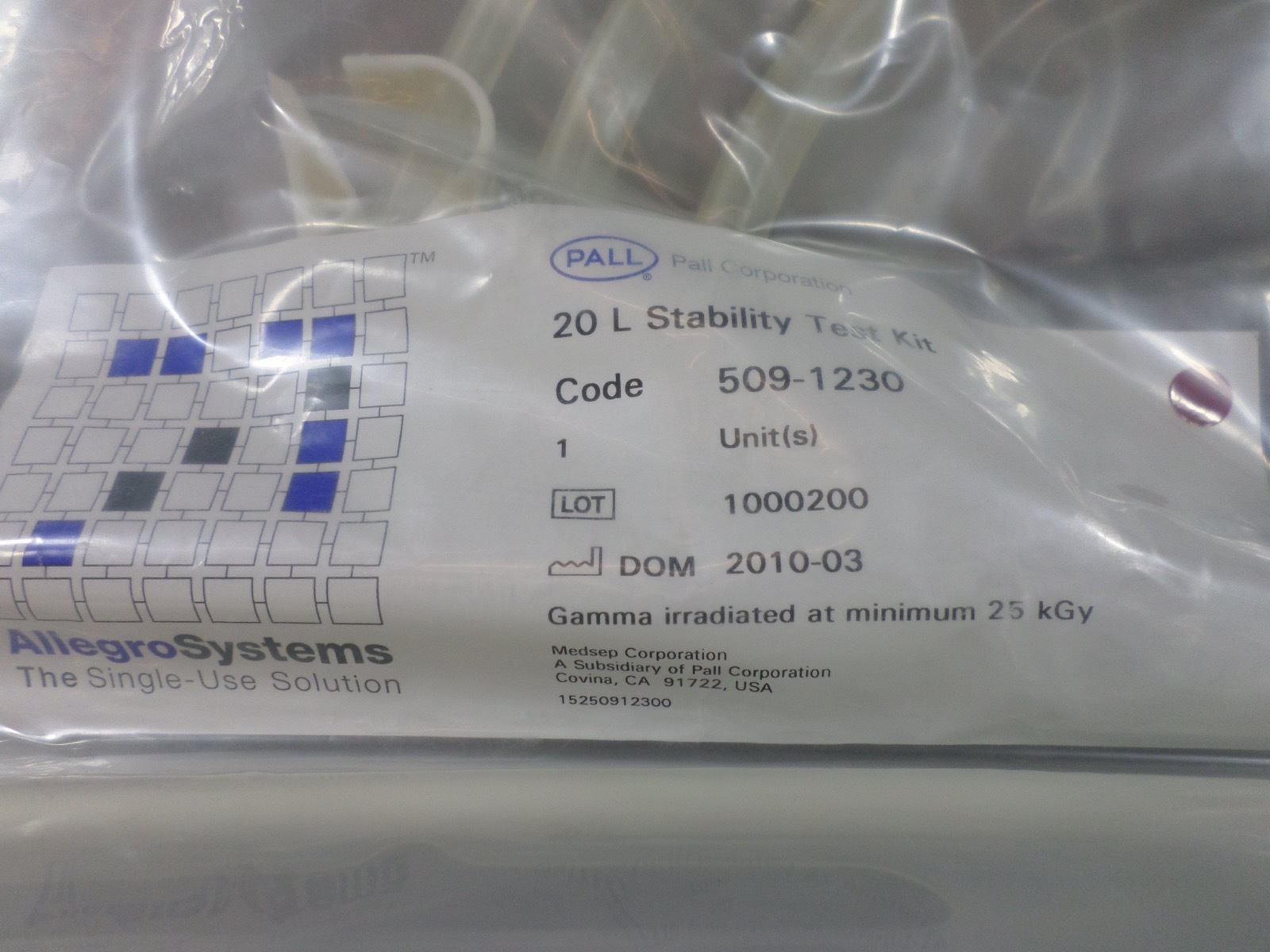 PALL Allegro Systems 20L Stability Test Kit 209-1230 | eBay