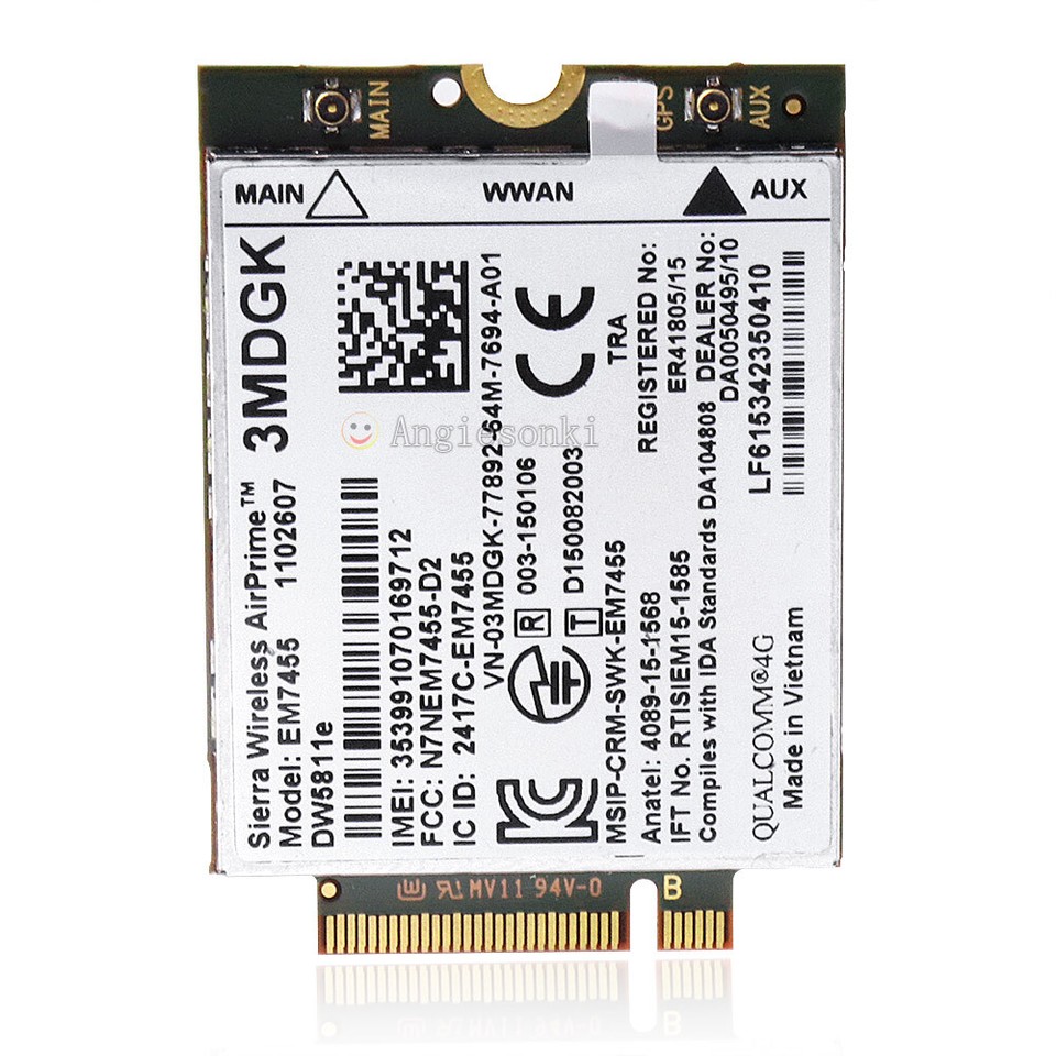 Dell E7270 E7470 E7370 DW5811E 1DPXG MM9JH MR7VT EM7455 LTE 4G WWAN ...