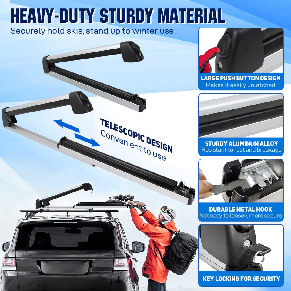 Snowboard Ski Top Roof Rack Carrier Cross Bar &Lock For Mazda CX-3 CX5 ...