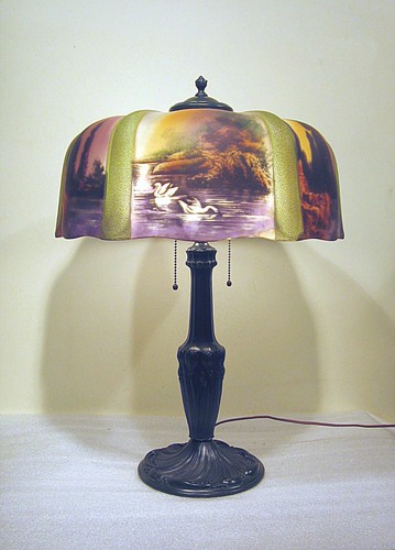 ANTIQUE PITTSBURGH REVERSE PAINTED LAMP - SIGNED | eBay