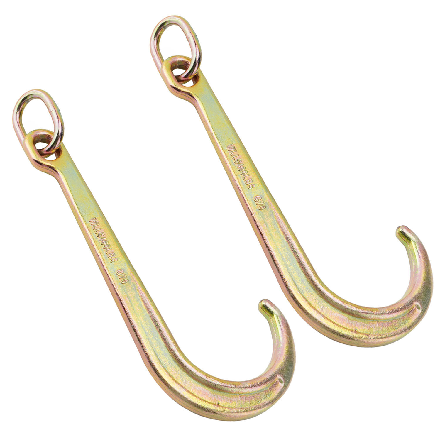 (2)15" Inch J Hook with Chain Link Tow Axle Strap Wrecker Clevis WLL ...