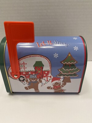 Christmas Mailbox Tin Gingerbread Man House Holiday Tabletop Decor 5"X4 ...