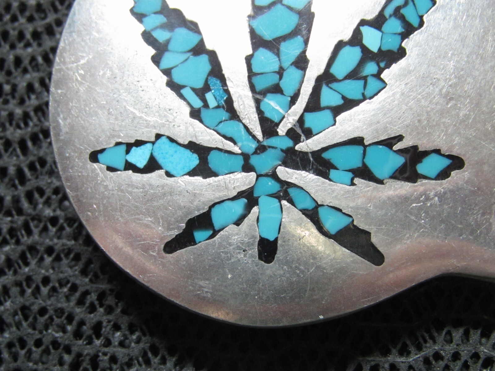 MARIJUANA BUD WEED LEAF TURQUOISE INLAY HIPPIE BELT B… - Gem