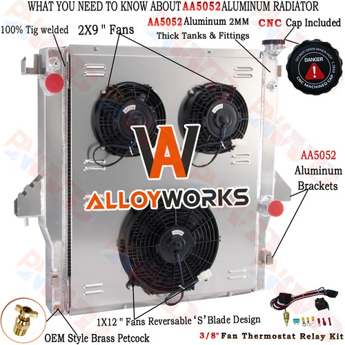 4 Row Radiator Shroud Fan For 04-06 Dodge Ram 1500 8.3L/Ram 2500 8.0L ...