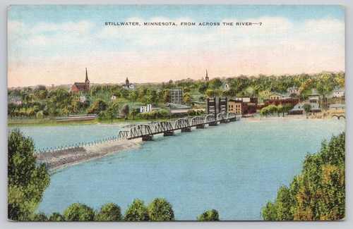 Stillwater Minnesota Bridge Across River Linen Postcard Unposted | eBay