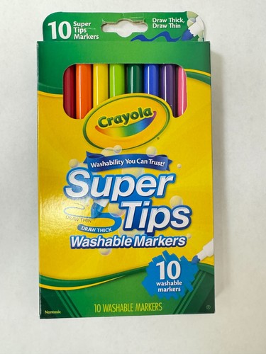 Crayola Washable Super Tips Markers, 10 Count, 1 Pack of 1 Piece ...