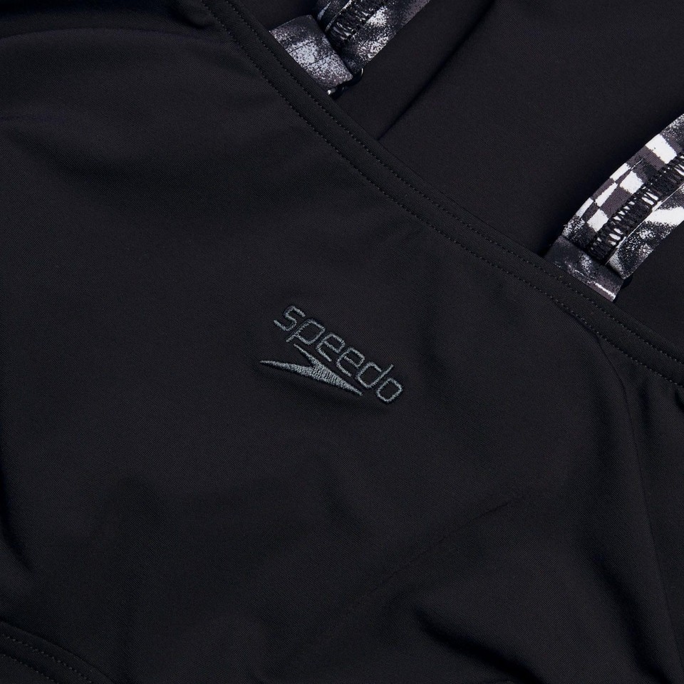 Speedo Womens/Ladies Splice One Piece Swimsuit12 UK Black/Grey GT8295 ...