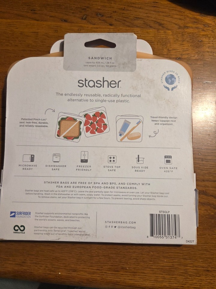 Stasher Silicone Reusable Sandwich Bag Orange Ombre NWT | eBay