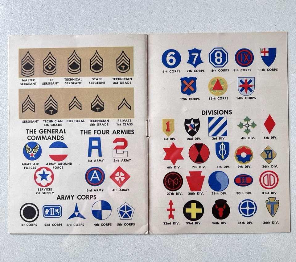 1943 WWII Pocket Reference Guide Army Navy Marine Corps Insignia | eBay