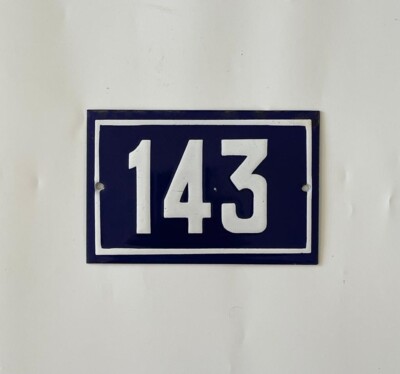 Vintage 1950's Enamel Porcelain Street House Sign 143 Plaque Number ...