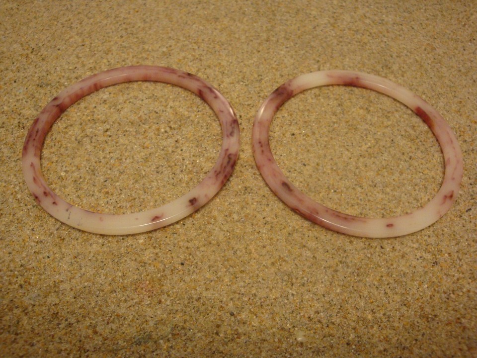 GORGEOUS Vintage Bakelite Bracelet Pair! Rare Marbled Purple & Custard ...