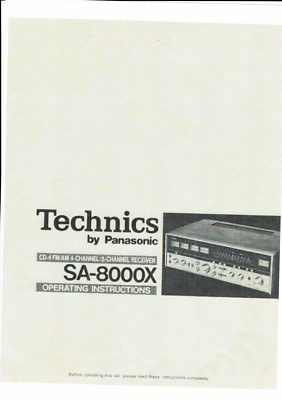Technics by Panasonic Bedienungsanleitung user manual für SA-8000X ...