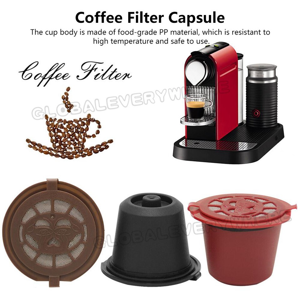 6X Refillable Reusable Coffee Filter Capsule Pods For Nespresso Maker ...