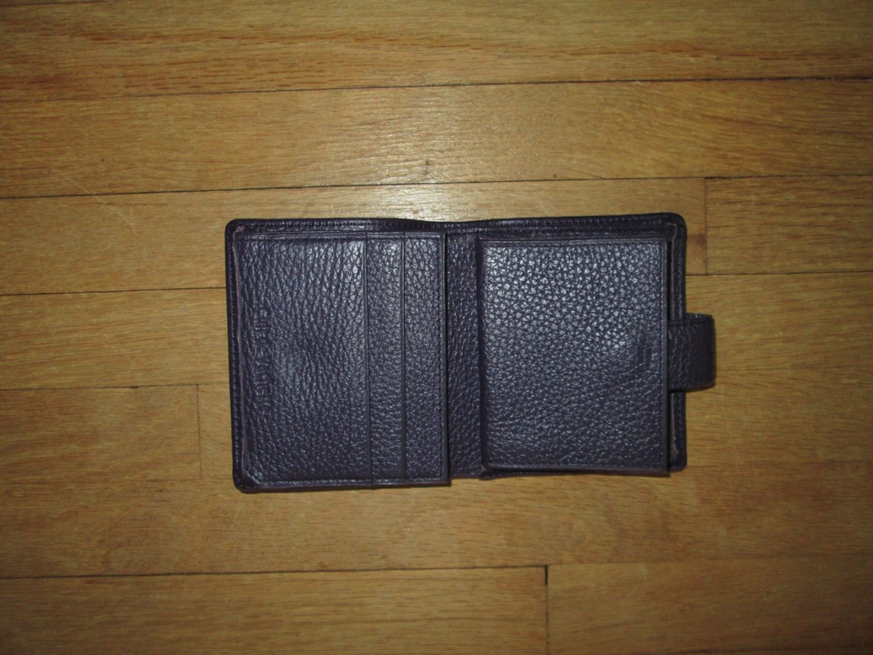 HUGO D. Paris Purple Pebble-Grained Leather Small Bi-Fold Credit Card ...