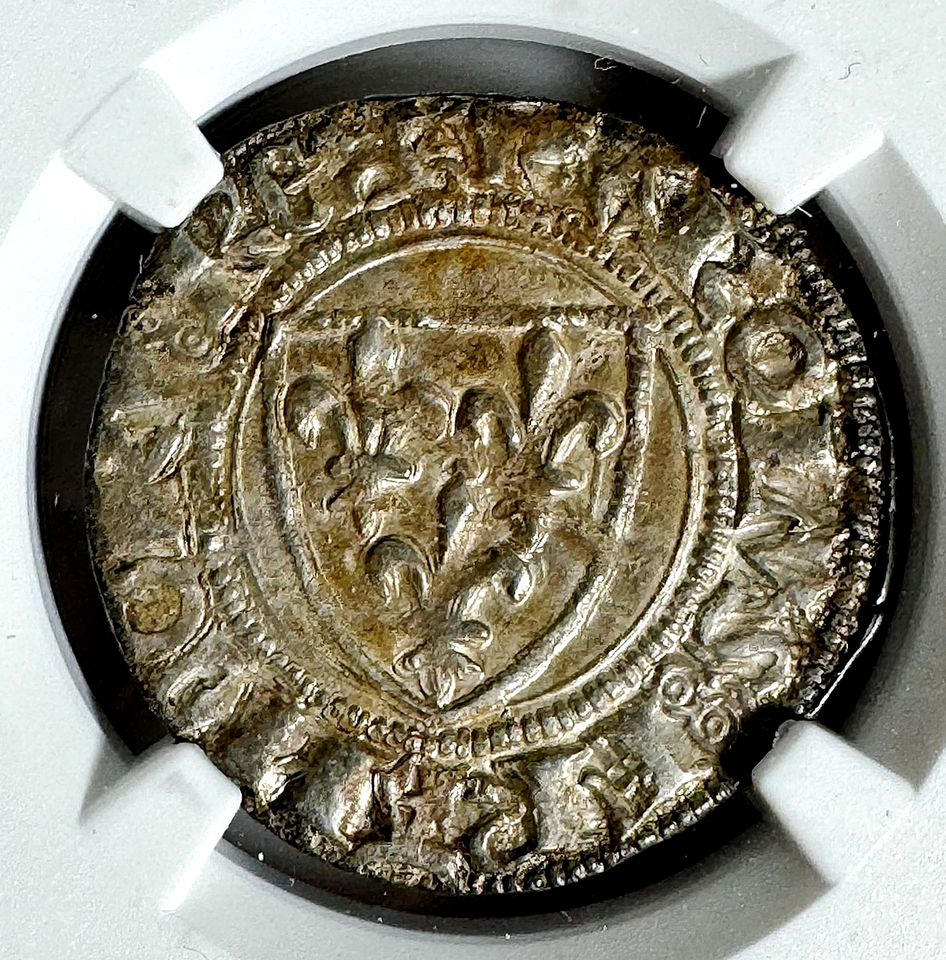 France 1380 - 1422 Charles VI Blanc Silver Coin NGC AU58 Medieval ...