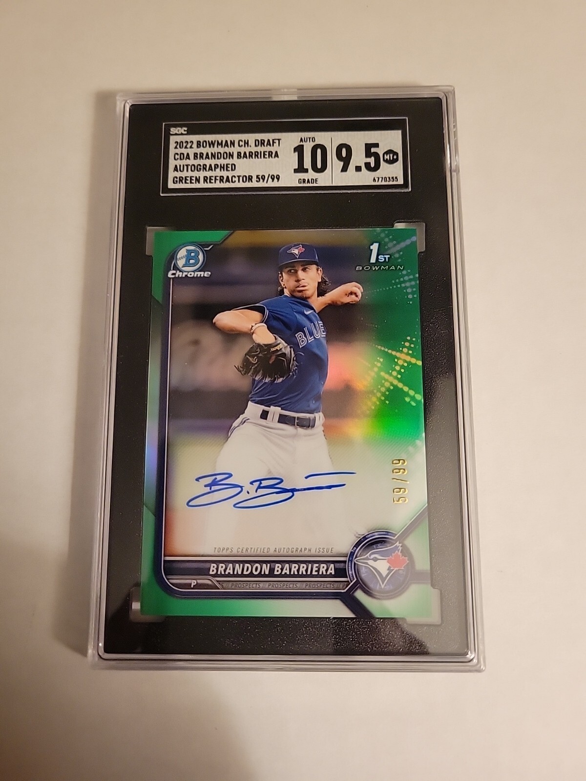 2022 1st Bowman Draft Chrome GREEN Auto /99 CDA-BBA SGC 9.5 Brandon ...