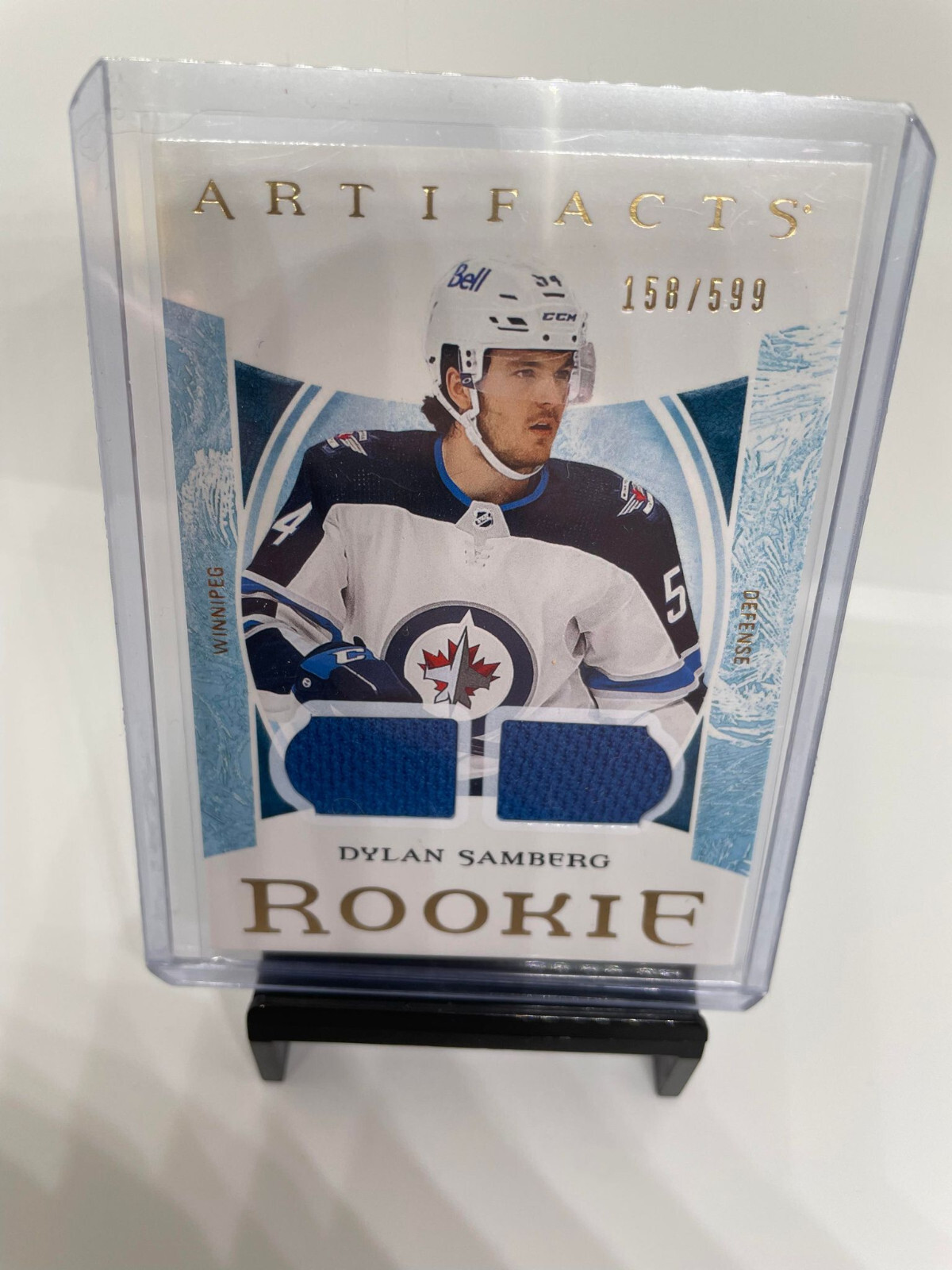 DYLAN SAMBERG 2022-23 UD ARTIFACTS /599 DUAL JERSEY RC ROOKIE WINNIPEG ...