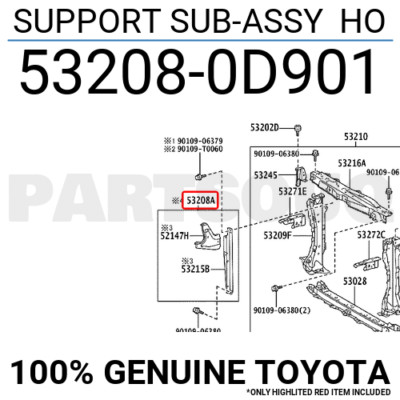 532080D901 Genuine Toyota SUPPORT SUB-ASSY HO 53208-0D901 | eBay