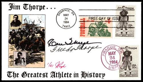 1984 Jim Thorpe FDC Freeda & Grace Thorpe (Wife and Daughter) SIGNED ...