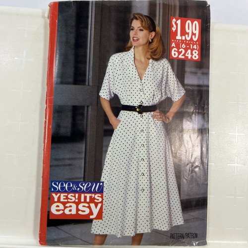 See and Sew Butterick Dress 6248 Size 6-14 Vintage Sewing Pattern | eBay