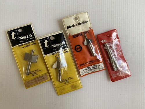 VINTAGE LOT of 4 Router Bits Black & Decker Tarpley Vermont American 3/ ...