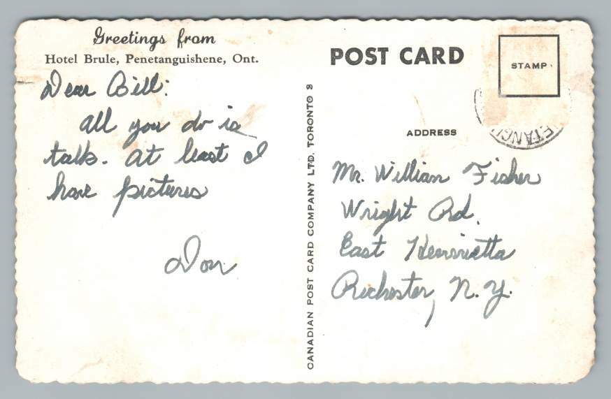 Fishing Exaggeration PENETANGUISHENE Ontario RPPC Hotel Brule Vintage ...