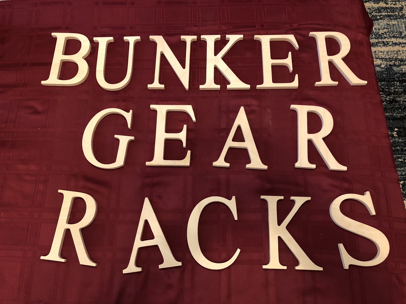 BUNKER GEAR RACKS 6” Wood 7/16” Thick Finished Plywood Letters Wall ...