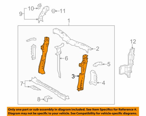 53202-12520 Toyota Support sub-assy, radiator, rh 5320212520, New ...