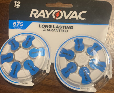 Rayovac Xcell Size 675 1.45V Zinc Air Hearing Aid Batteries (12 Pack ...