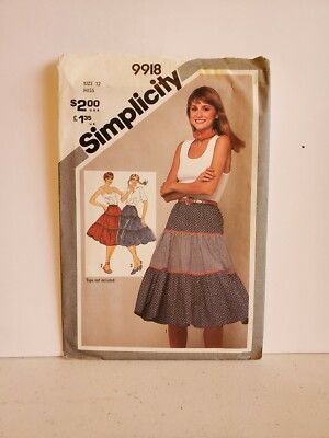 Skirt Tiered Panel Simplicity Sewing Pattern 9918 Country Size 12 VTG ...