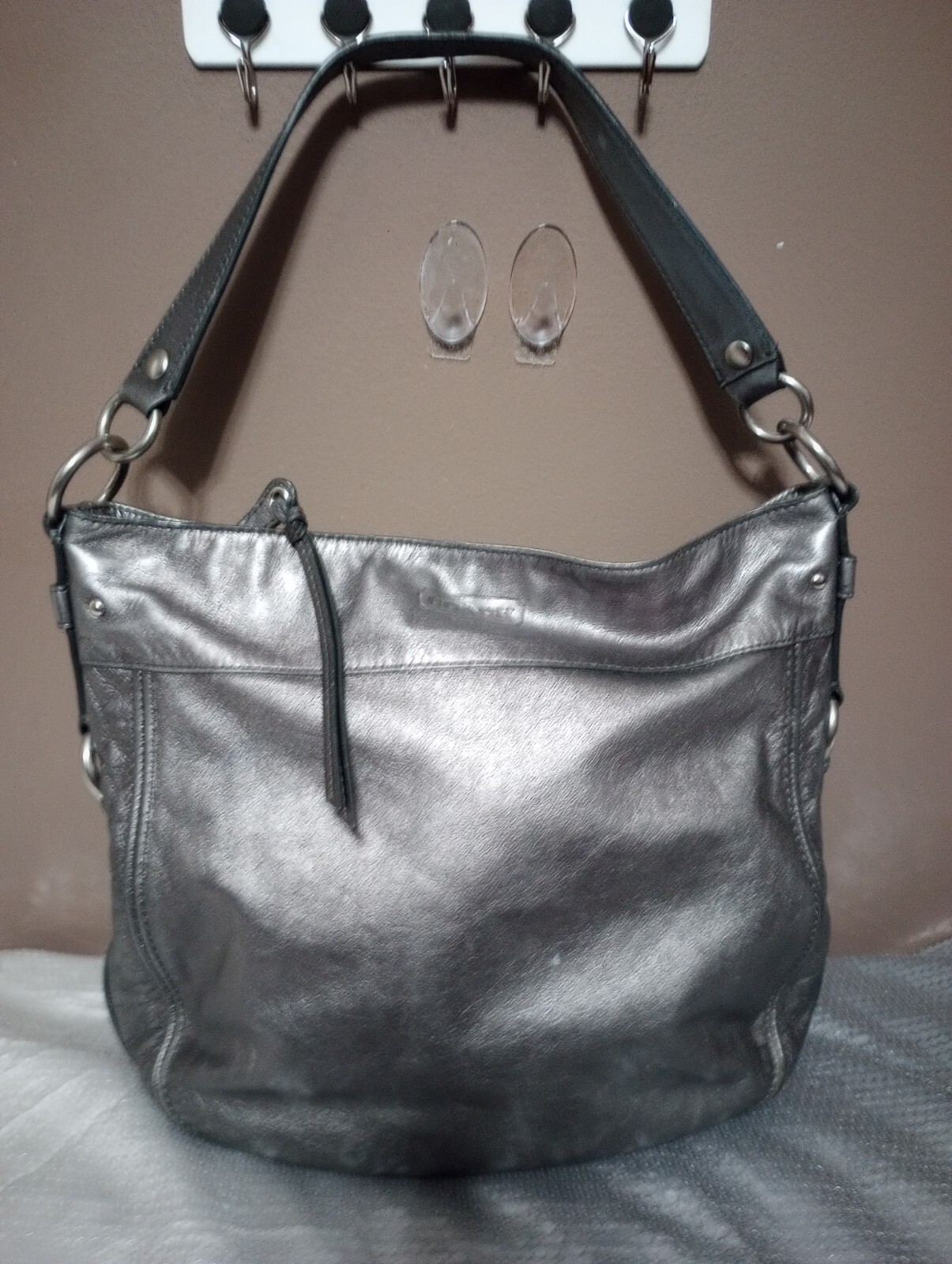 coach silver metallic hobo shoulder bag - Gem