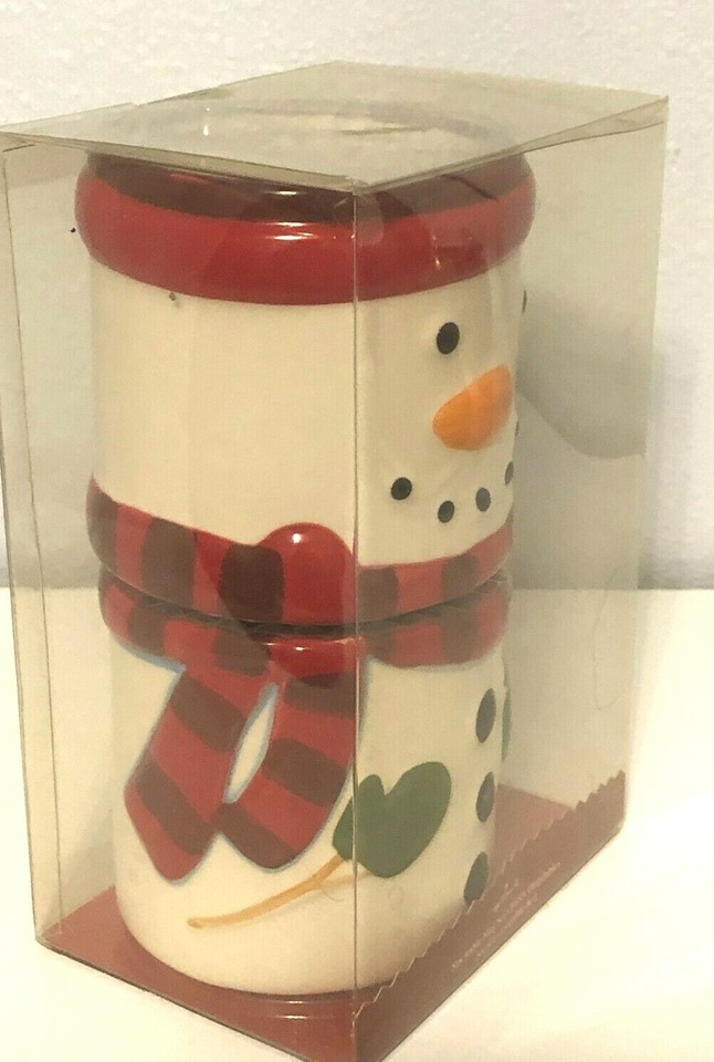 HALLMARK NEW STACKABLE MUG SET SNOWMAN 2 MUGS 3.5" TALL EACH CHRISTMAS ...
