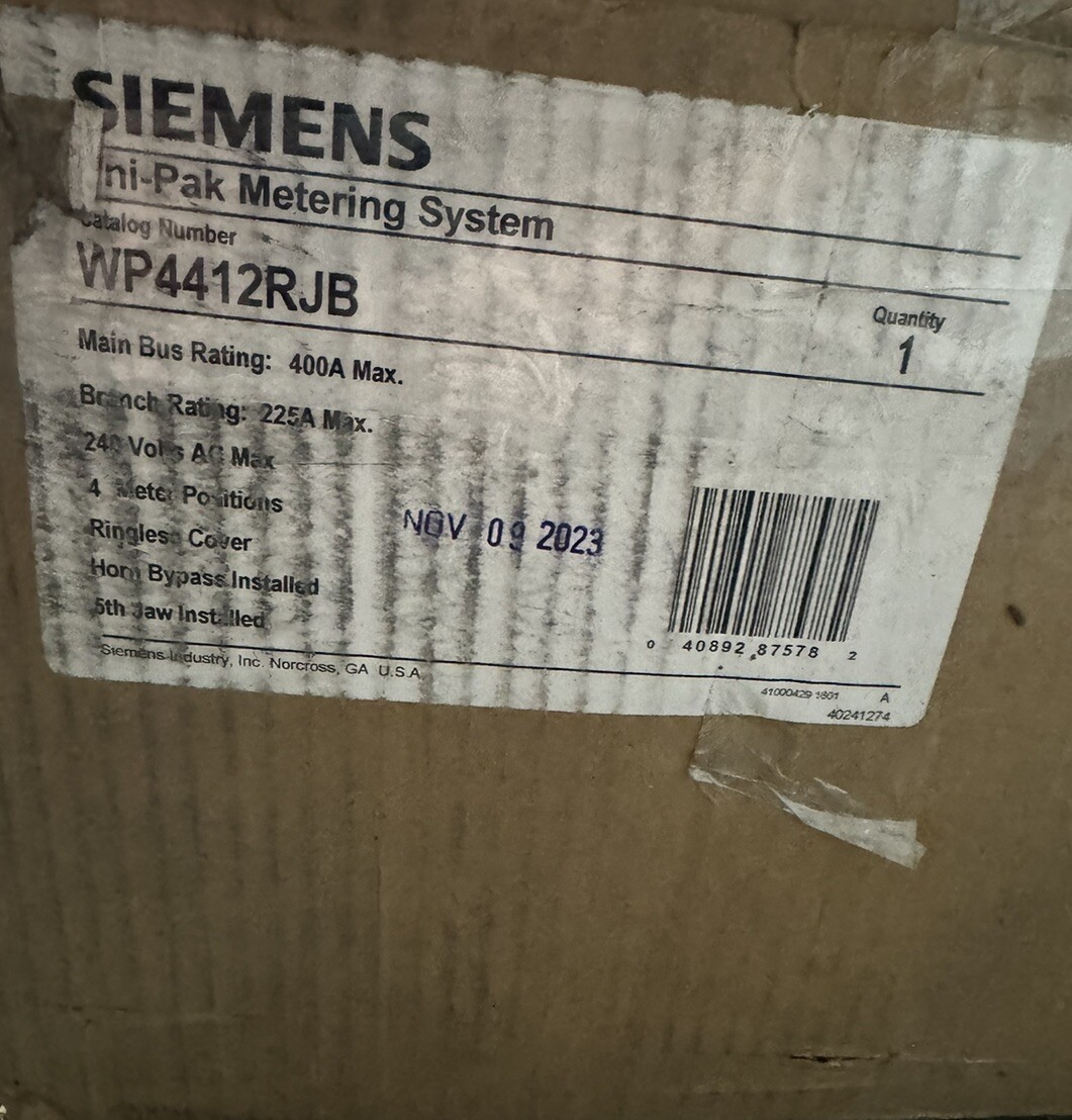 Siemens WP4412RJB 4-gang meter socket 400amp 225amp position | eBay