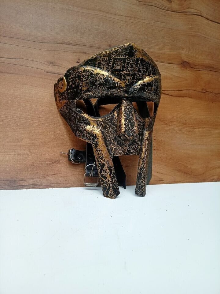 Halloween MF Doom Mask Mask For Adults Gold Finish Antique Finish Face ...