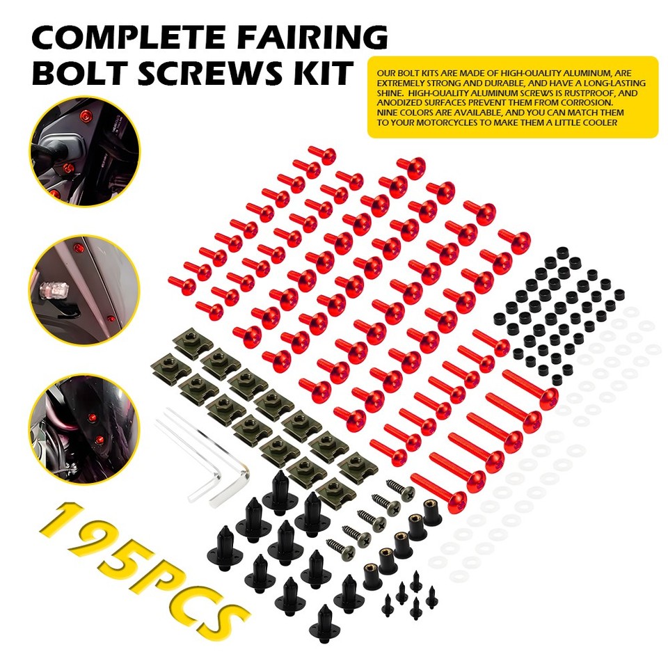 177/195pcs Motorcycle Complete Fairing Bolts Kit Bodywork Screws Nuts ...