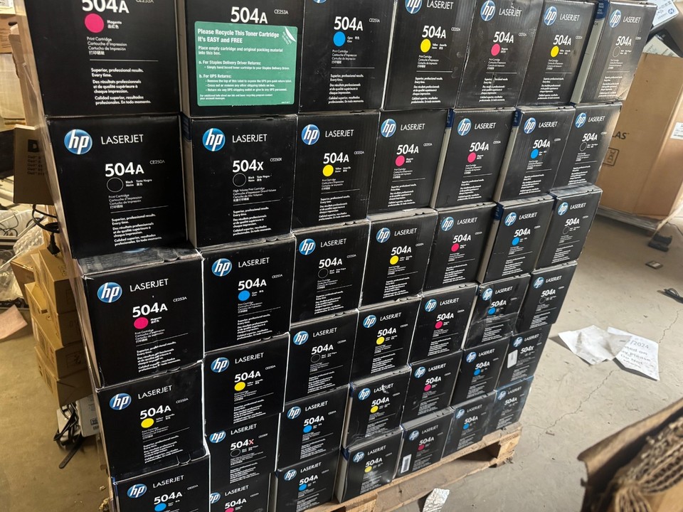 LOT (47) HP 504A Original LaserJet Toner Cartridge - Yellow,Black,Cyan ...