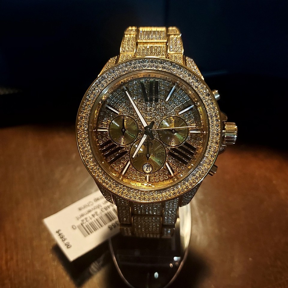 Michael Kors MK6355 Wren Crystal Gold Stainless Steel Chronograph ...