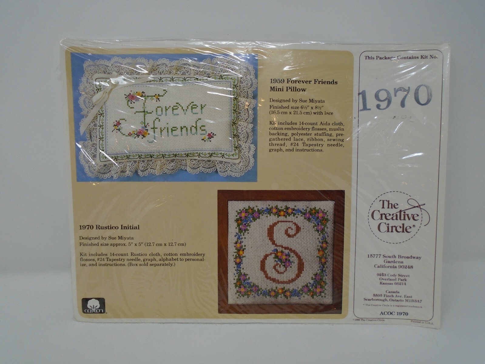 The Creative Circle Cross Stitch Kit "Rustico Initial" #1970 - Sealed ...