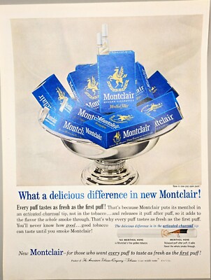MONTCLAIR - Cigarettes - First Puff Delicious -1964 Vintage Print Ad | eBay