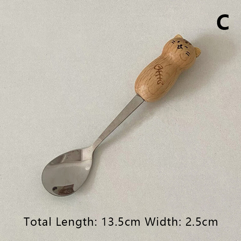 Cute Cartoon Bear Cat Spoon Fork Log Handle Korean Stainless Steel Tableware | eBay