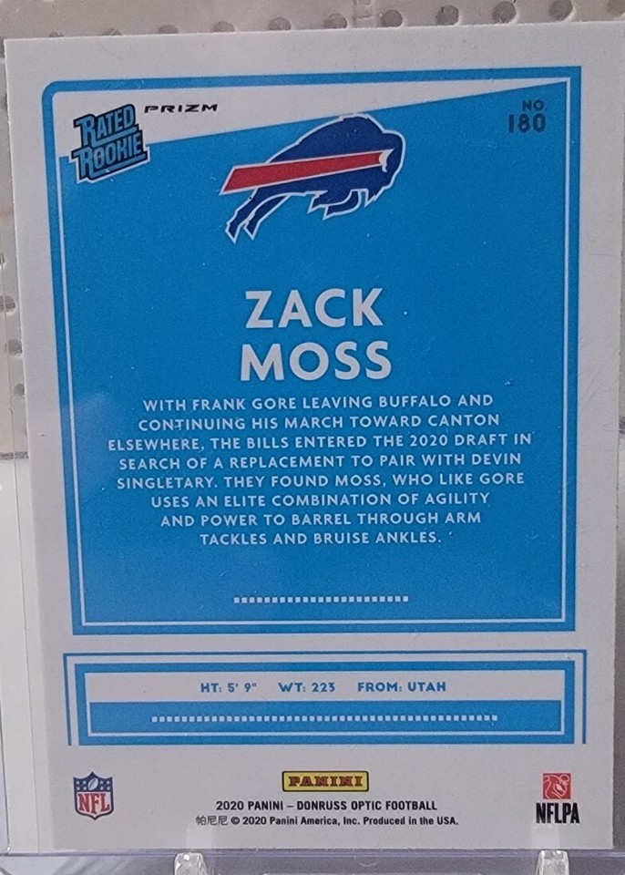 2020 Optics Rated Rookie Zack Moss RC Silver #180 Buffalo Bills | eBay