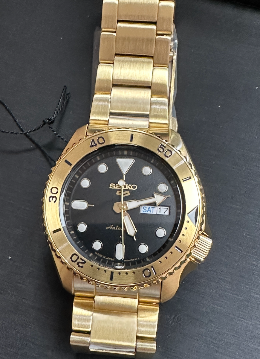 Seiko 5 Five SRPK18 Manuel Automatic Watch Gold Tone Seiko 5 Five SRPK18 Manuel Automatic Watch Gold Tone