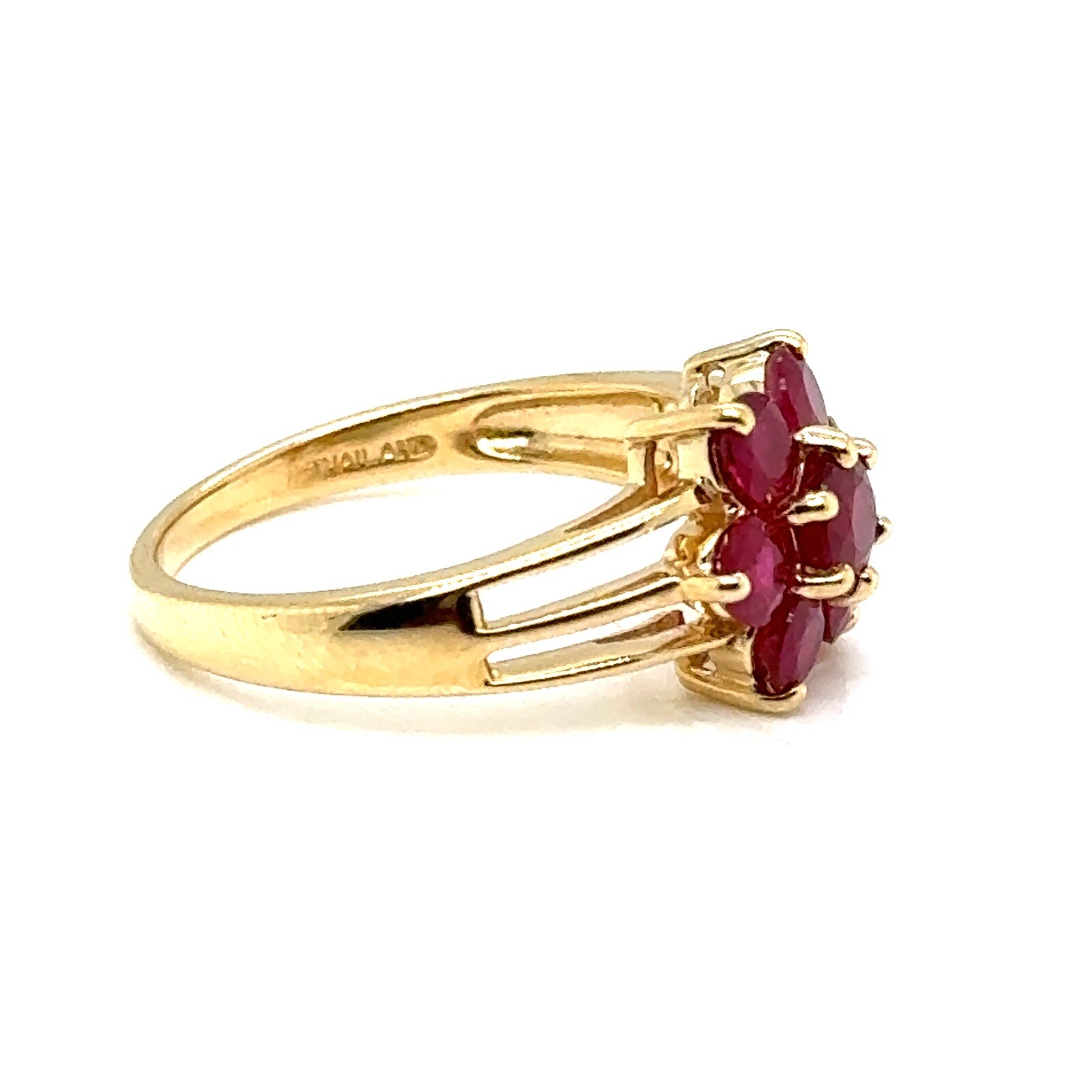 14KT YELLOW GOLD RUBY FLOWER RING SIZE 7 3.6 GRAMS | eBay