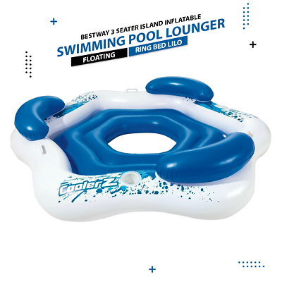 3 Seater Bestway Island Inflatable Swimming Pool Lounger Floating Bed ...