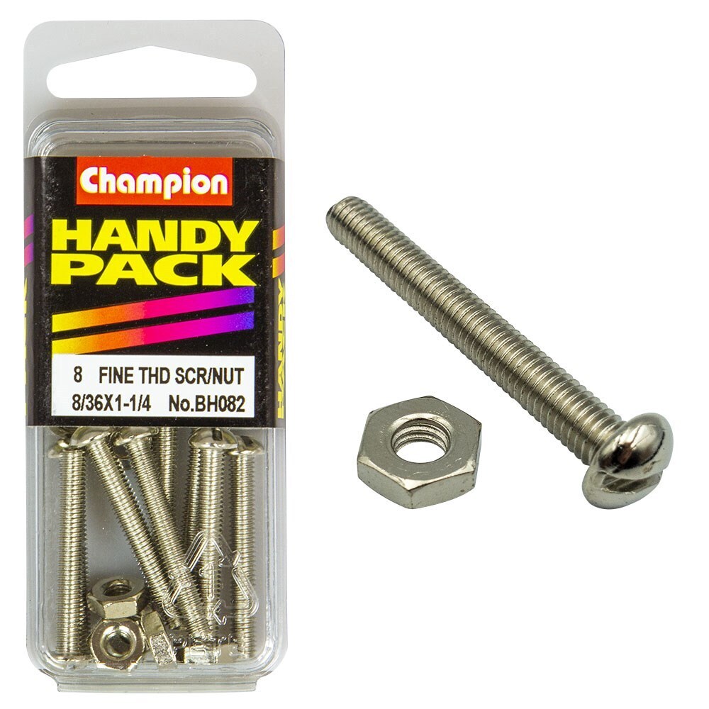 Champion Fasteners Pack Of 8 Nickel Plated Slotted Pan Head Machine ...