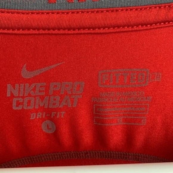 Nike Red Dri-Fit Pro Combat Fitted Long Sleeve Shirt - Gem