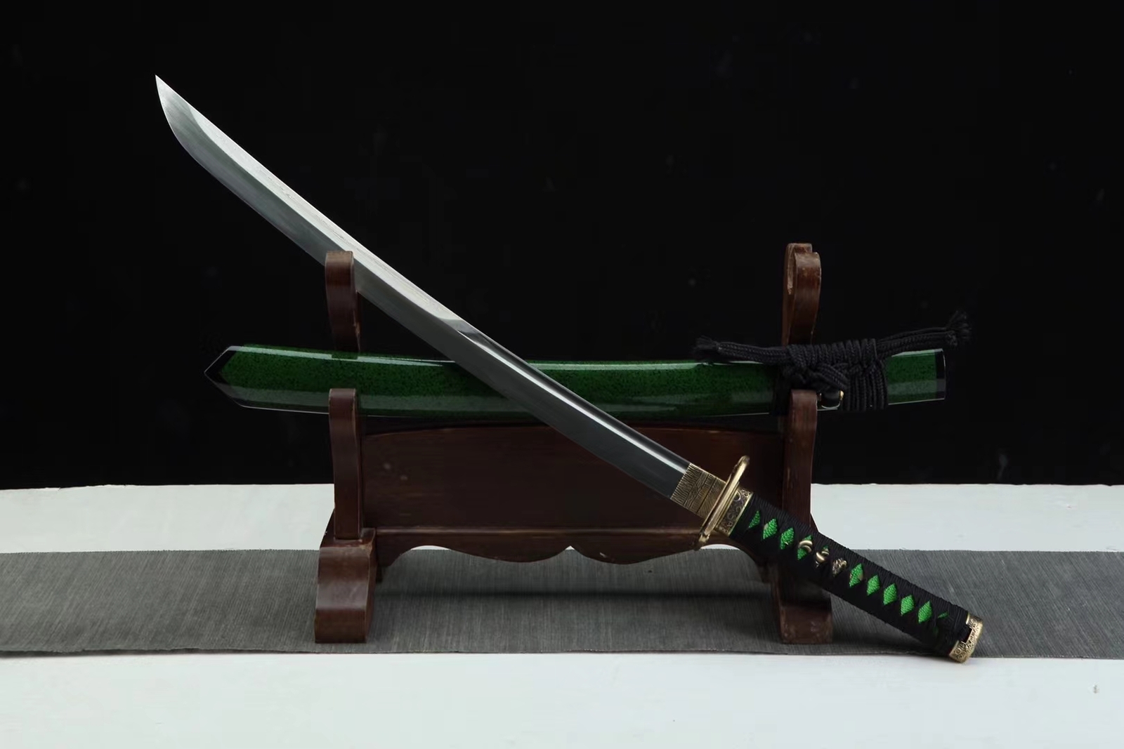 Green 79CM Folded Steel Sharp Japan Saber Ninja Sword Katana Battle Knife #1052 | eBay