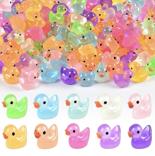100Pcs Luminous Mini Resin Ducks, Tiny Duck Bulk Glow in the Dark Small ...